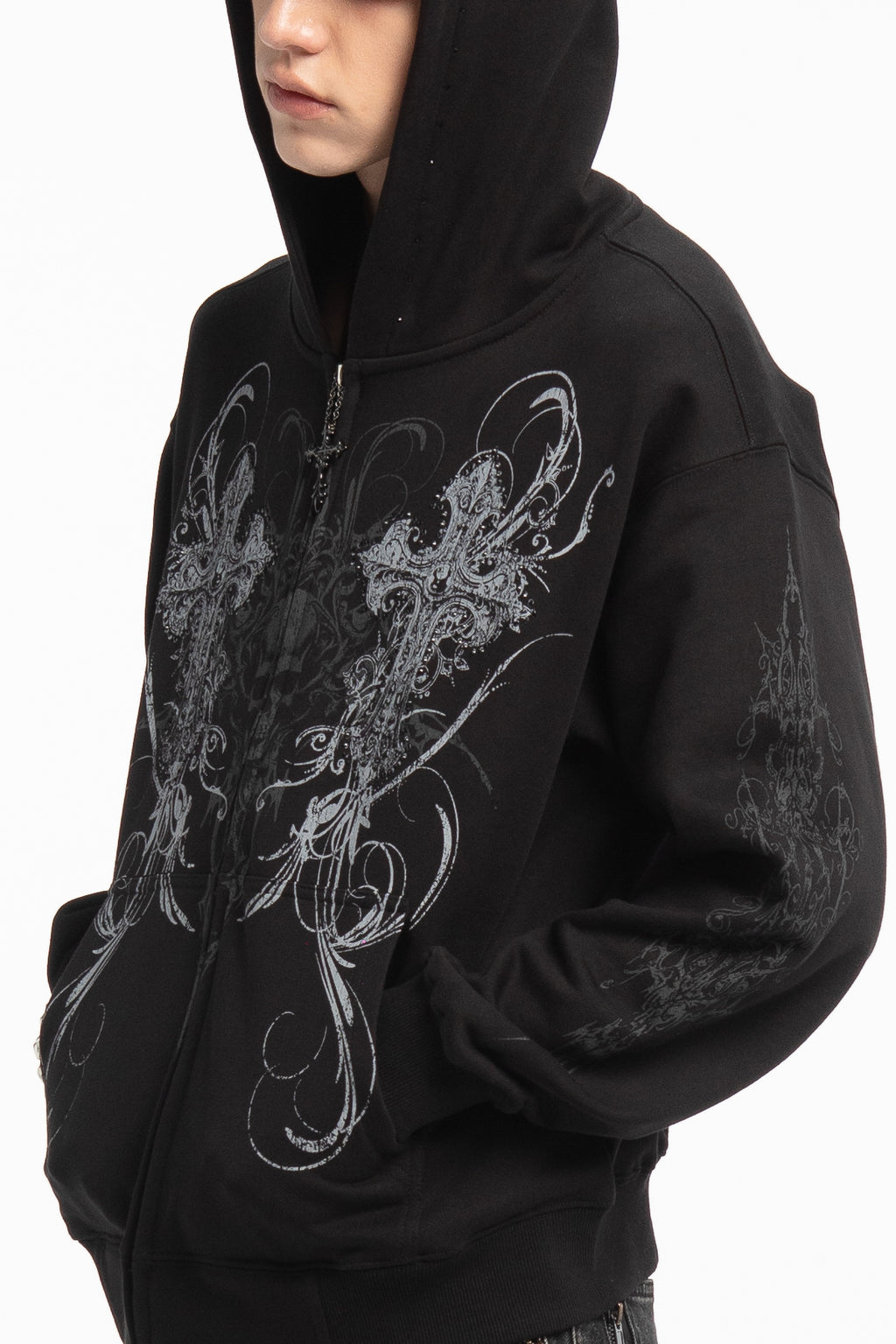 Double Cross Rhinestone Hoodie – INSOMNIA VISUALS